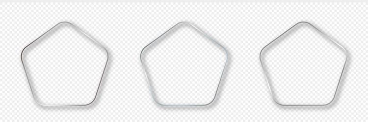 Silver glowing rounded pentagon shape frame Vector Image