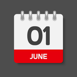 Icon calendar day 1 june summer days year Vector Image