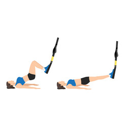 Man doing trx suspension strap hamstring leg curl Vector Image