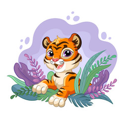 Cartoon character jumping tiger Royalty Free Vector Image