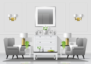 Luxury living room background with fireplace Vector Image