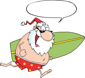 Surfing santa cartoon Royalty Free Vector Image