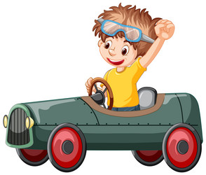 Young boy driving super car Royalty Free Vector Image