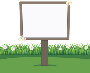 Blank sign board lawn spring landscape Royalty Free Vector