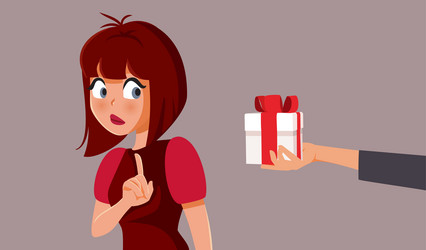 Unhappy woman saying no to gifts cartoon Vector Image