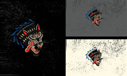 Head wolf with fangs outline design Royalty Free Vector