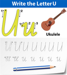Alphabet Tracing Worksheet with Letter U Vector Images (over 120)