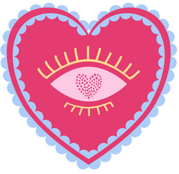 Decorative hearts with eyes modern for valentines Vector Image