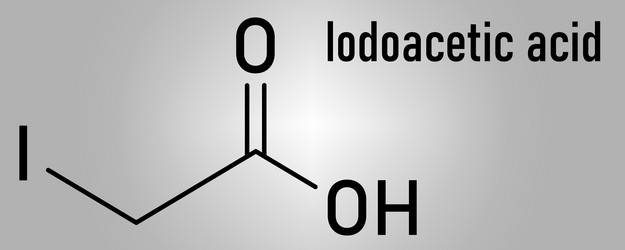 Iodoacetic acid molecule skeletal formula Vector Image