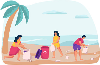 Beach cleaning concept for web banner Royalty Free Vector