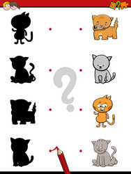 Matching shapes game with cartoon cat characters Vector Image