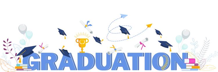 Graduation lettering festive inscription word Vector Image