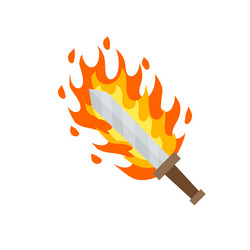 Fiery sword for dnd magic weapon Royalty Free Vector Image