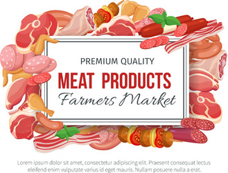 Meat products banner design with beef steak ham Vector Image