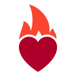 Heart flaming fire hand drawn cartoon Royalty Free Vector