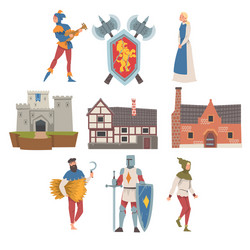 Medieval people set cartoon Royalty Free Vector Image