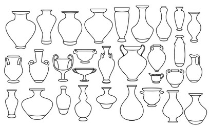 Outline vase linear pottery ancient Royalty Free Vector