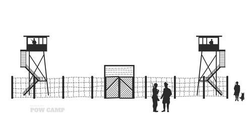 Pow camp black silhouette german war prison Vector Image