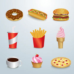 Fast food items on black table Royalty Free Vector Image