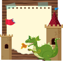 Border template with dragon and knight Royalty Free Vector