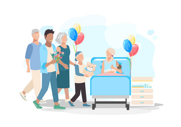 Visitors in the hospital Royalty Free Vector Image