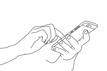 Single line drawing a hand holding smartphone Vector Image