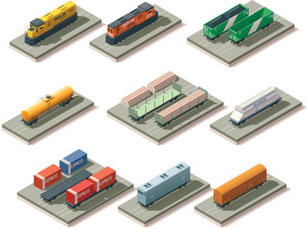 Isometric train station Royalty Free Vector Image