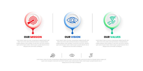 Mission vision values infographic banner template Vector Image