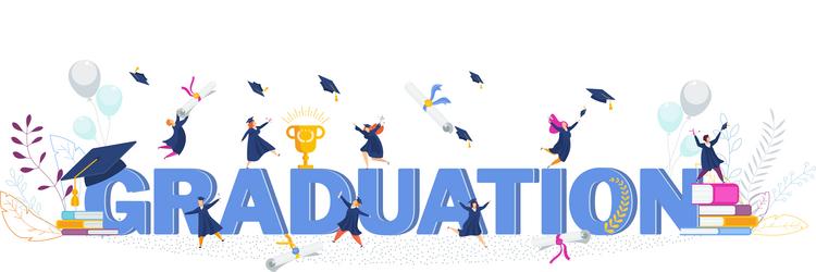 Graduation lettering festive inscription word Vector Image