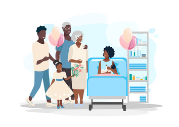Visitors in the hospital Royalty Free Vector Image
