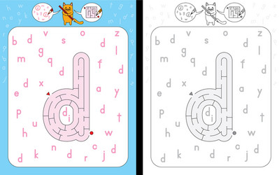 Easy alphabet maze - letter d Royalty Free Vector Image