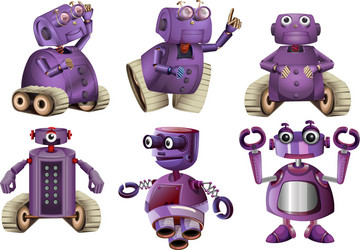 Cute little robots collection Royalty Free Vector Image