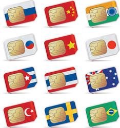 Sim cards with flags Royalty Free Vector Image
