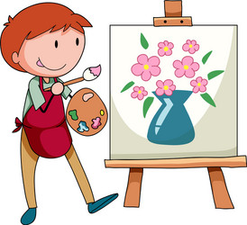 Cartoon artist painting Royalty Free Vector Image