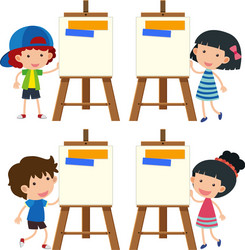 Border template with four kids Royalty Free Vector Image