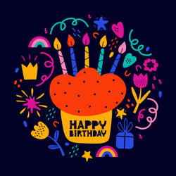 Happy birthday greeting card in pop art style Vector Image
