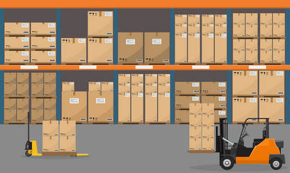 Cartoon warehouse interior with forklift rack Vector Image