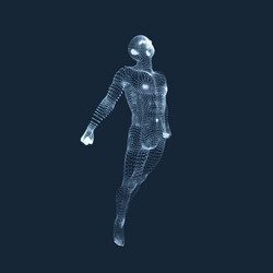Walking man 3d human body model design element Vector Image