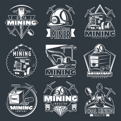 Vintage mining labels set Royalty Free Vector Image