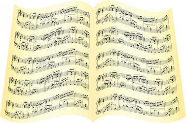 Yellow scroll with musical notation Royalty Free Vector