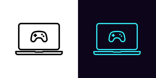 Outline gaming pc icon with editable stroke Vector Image
