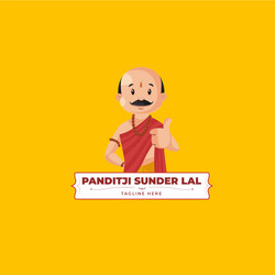 Pandit ji mascot logo Royalty Free Vector Image