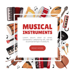 Musical instruments banner design Royalty Free Vector Image