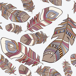 Seamless ethnic indian feathers plumage pattern Vector Image