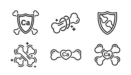 Strong healthy bones icons set human health Vector Image
