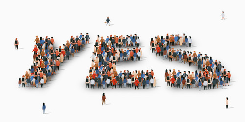 Large group people in form team word Royalty Free Vector