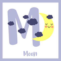 Letter m tracing moon Royalty Free Vector Image