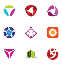 Logo and icons glossy set Royalty Free Vector Image