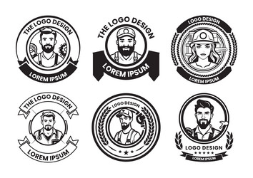 Mechanic or engineer logo in flat line art style Vector Image