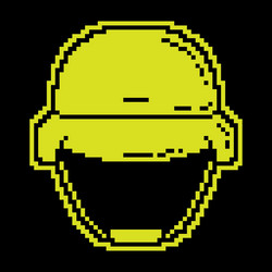 Safety helmet pixel silhouette icon with grille Vector Image